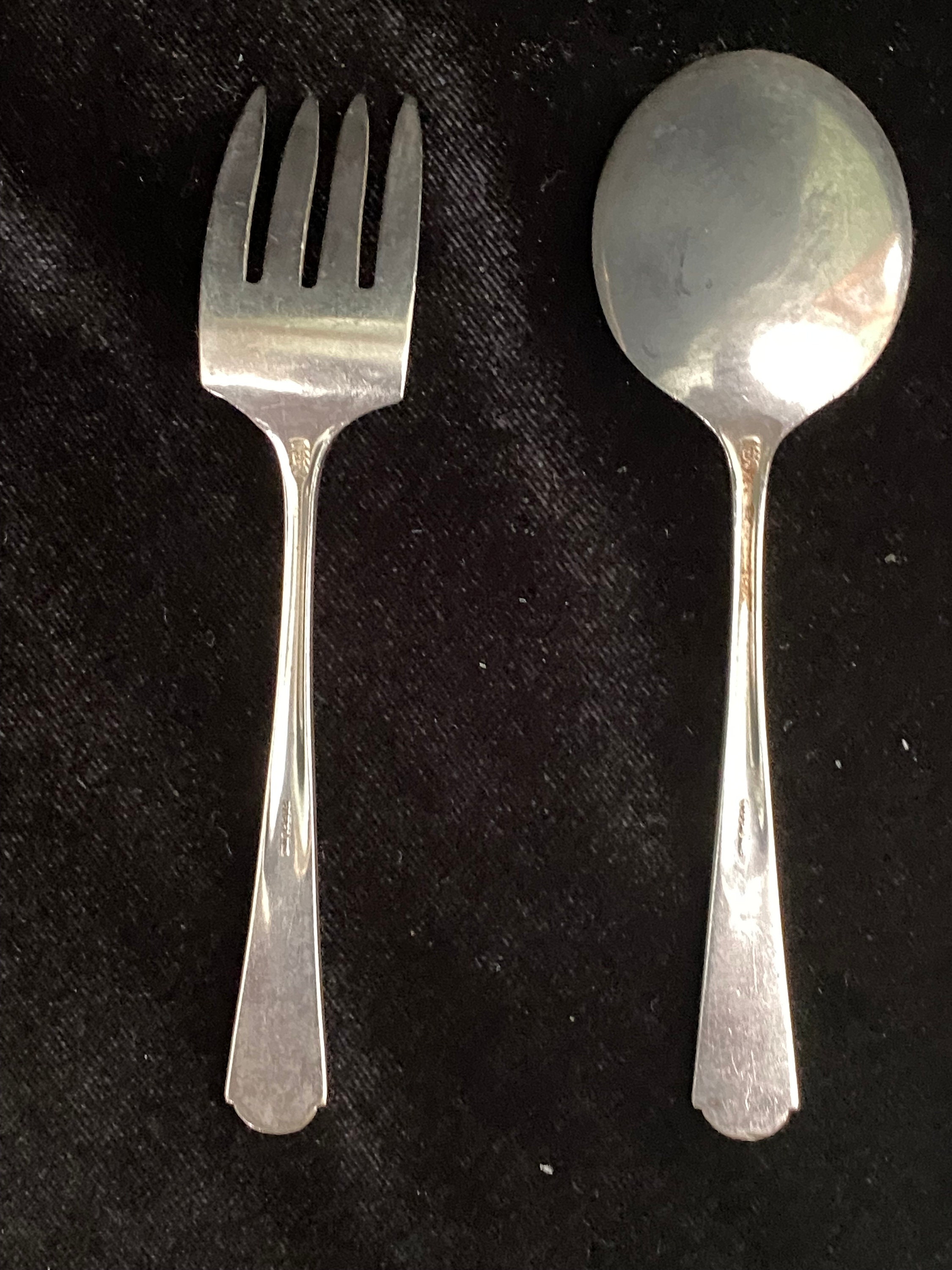 Sterling Silver Infant Feeding Fork and Spoon Set, "virginia" by ...