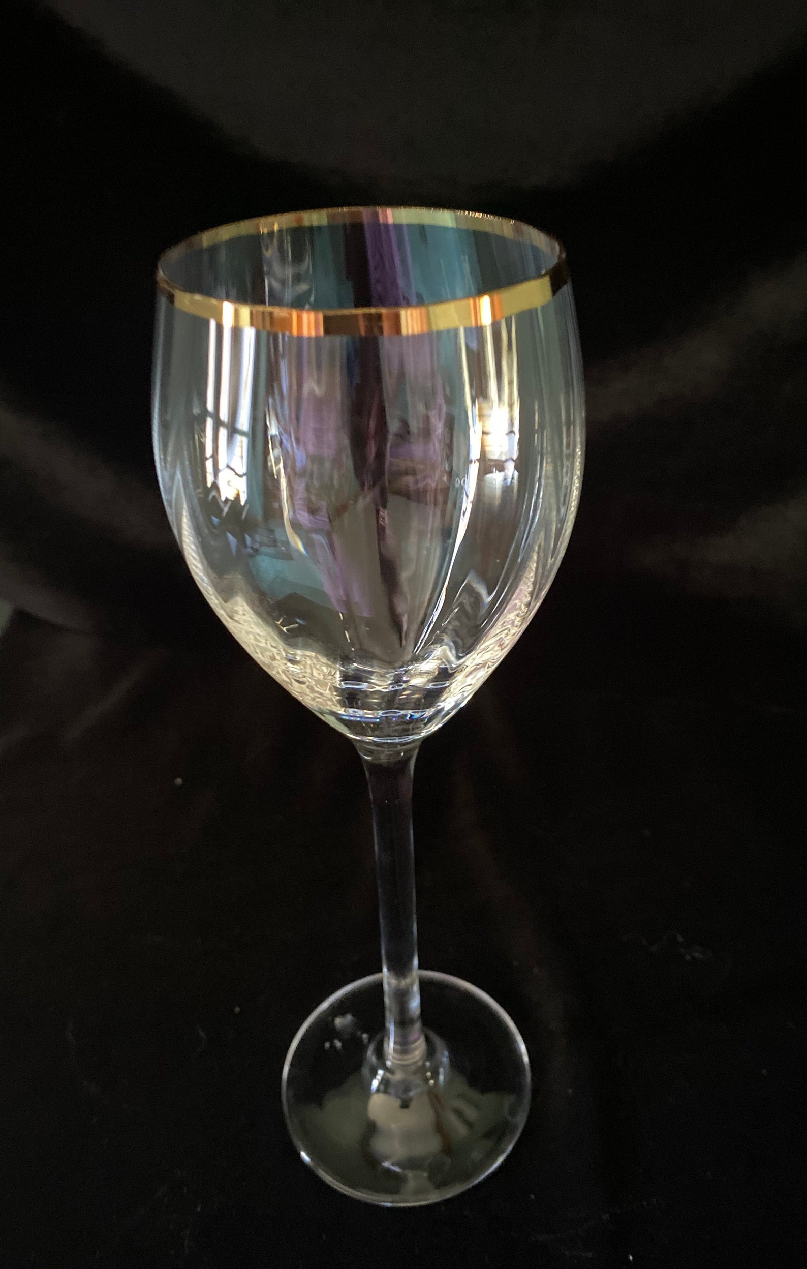 Lenox "statuesque Optic Gold Stemware", Fluted Champagne, Water Goblet ...