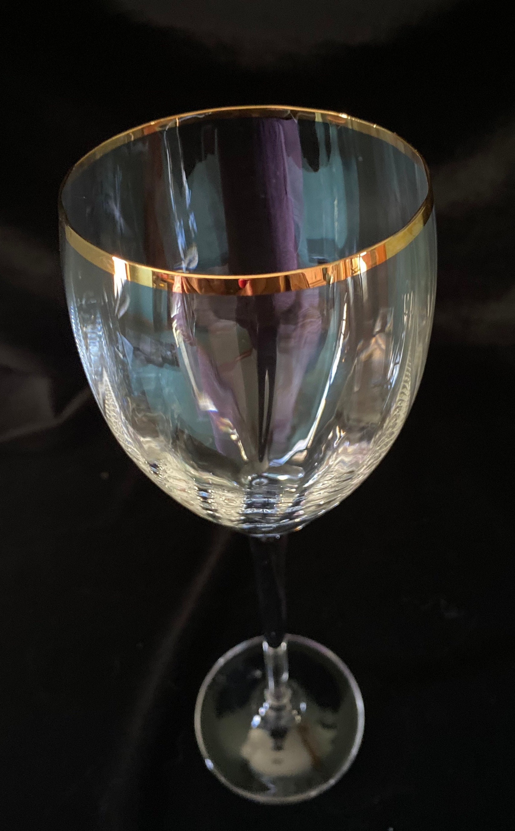 Lenox "statuesque Optic Gold Stemware", Fluted Champagne, Water Goblet ...