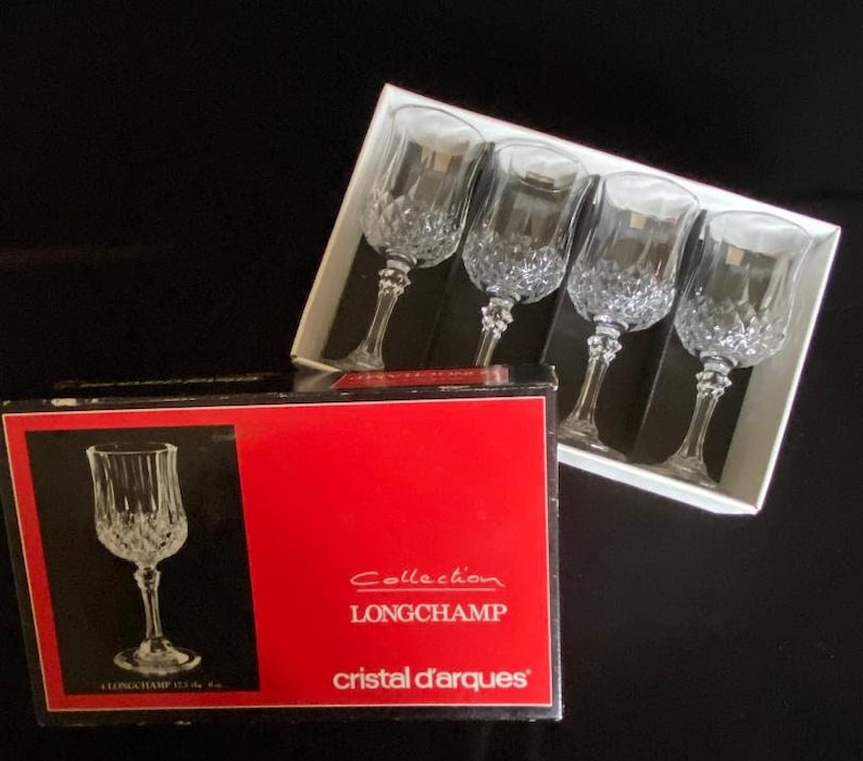 Wine Glasses, Cristal D'arques, "longchamp" Pattern, Original Boxed Set ...