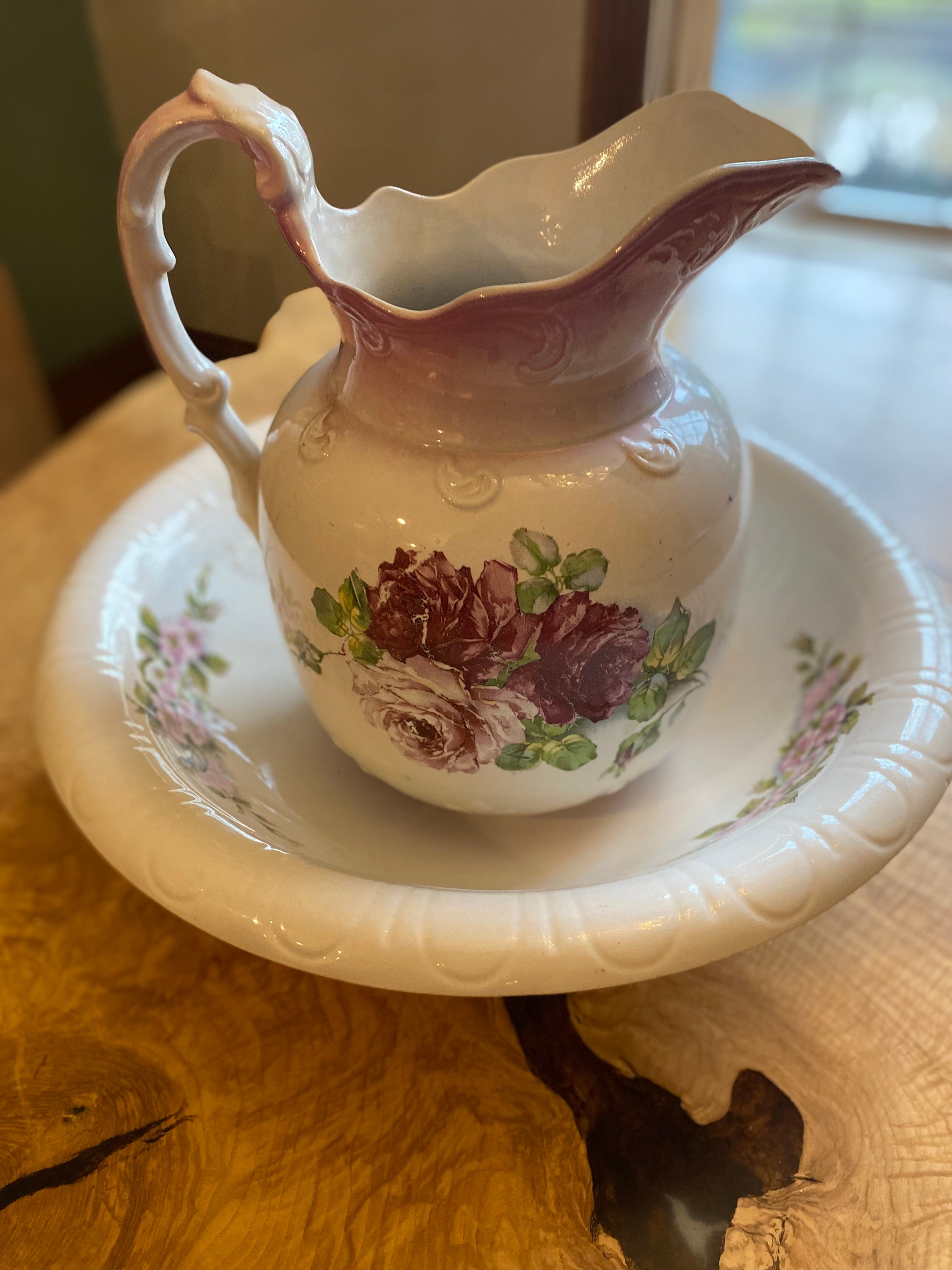 Antique Wash Basin and Water Pitcher Set, sydney Toilet Ware, C. C ...