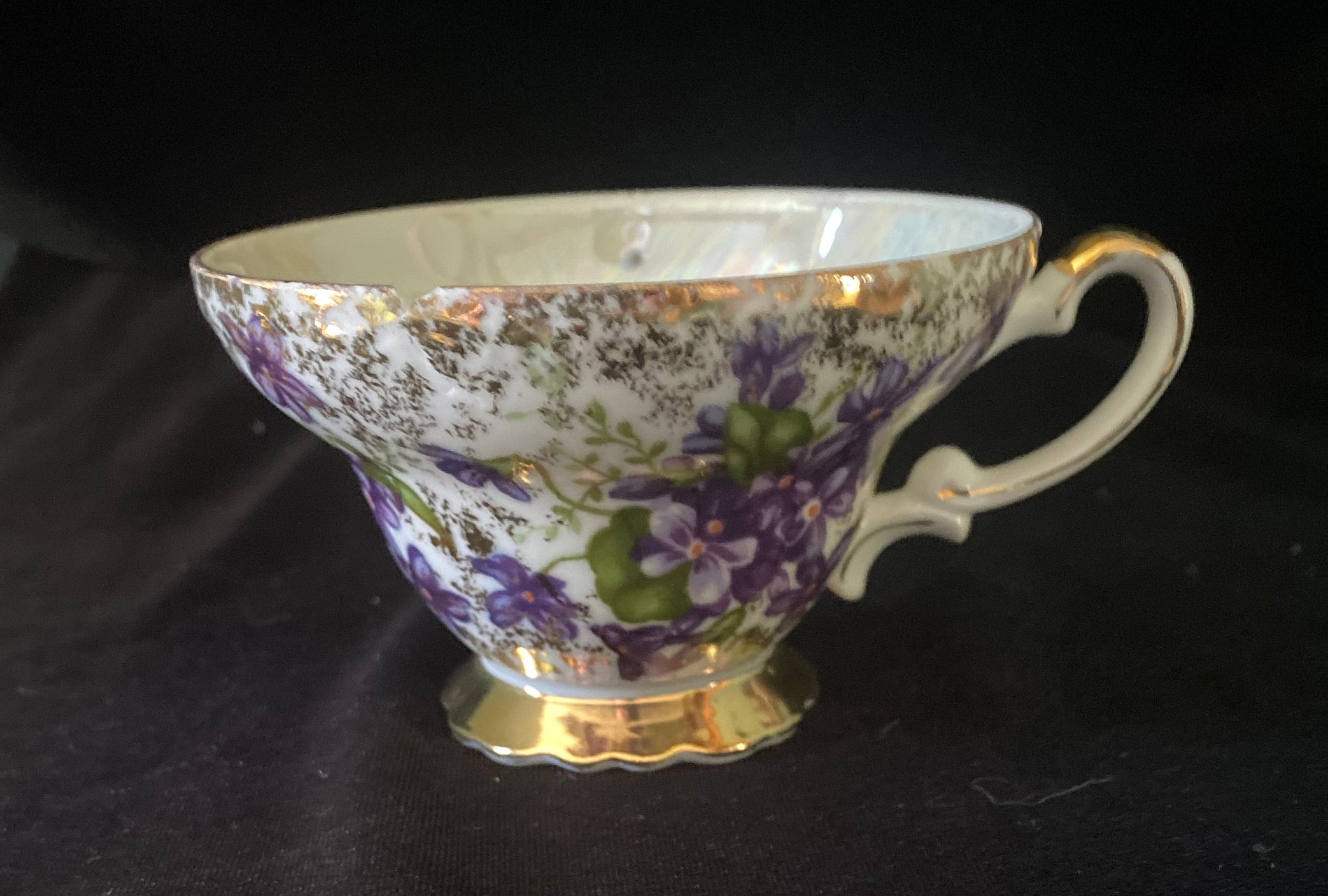Japanese Teacup, "spring Violets", Hand Painted Purple Violets Green ...