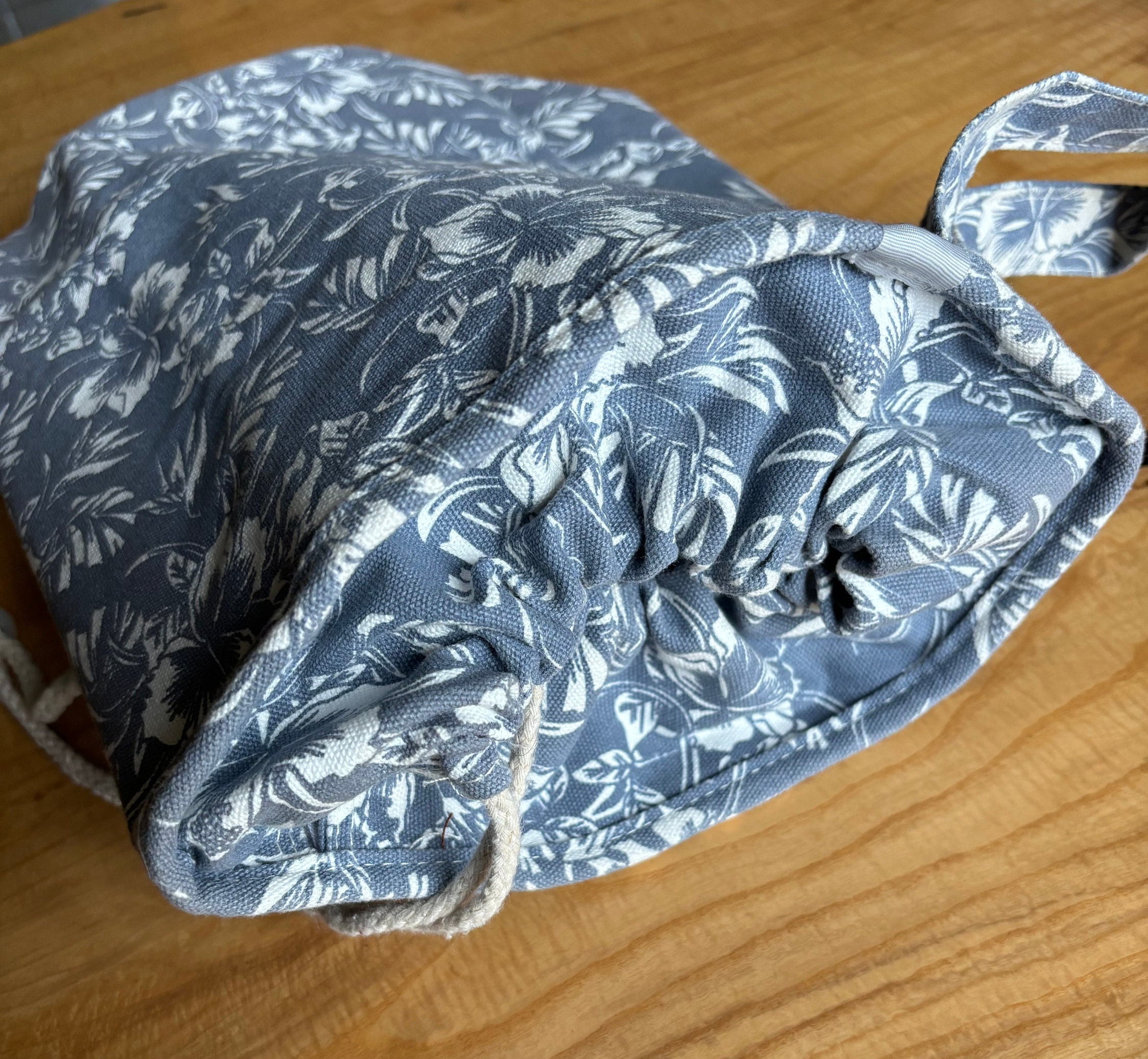 Large Lined Fabric Knitting Bag/crochet Bag; Drawstring Closure ...