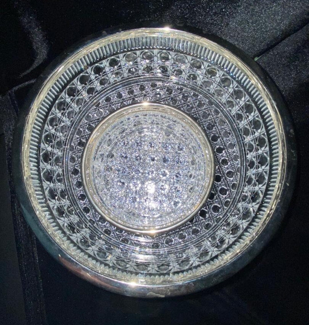 Cut Glass Bowl Set With Silver Plate Rimming Set of 2 Bowls. - Etsy