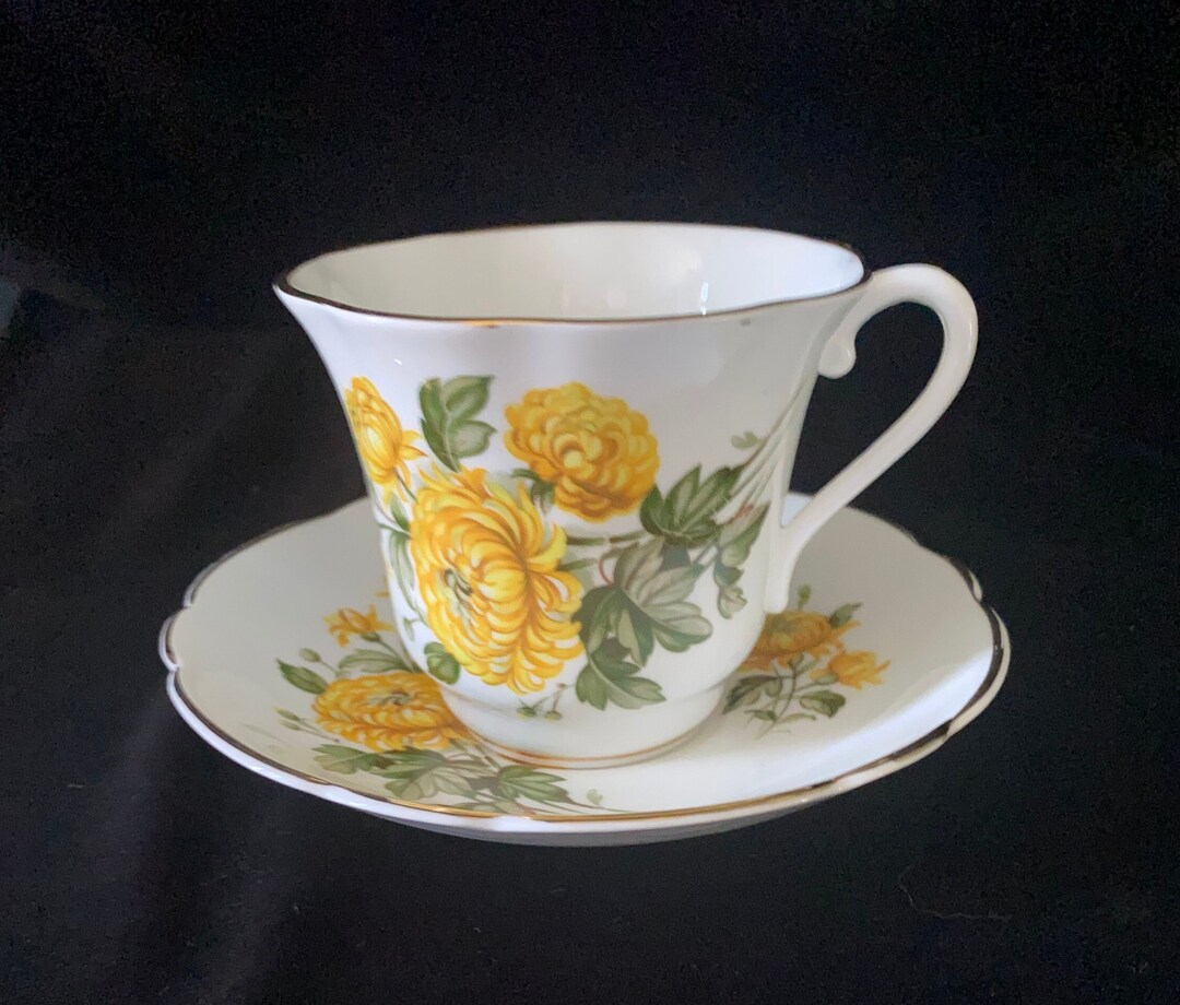Consort Fine Bone China, Yellow Rose Teacup and Saucer Set, Yellow ...