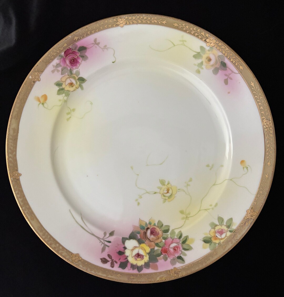 Antique Nippon Dinner Plate, Authentic Maple Leaf Mark (blue), Morimura ...