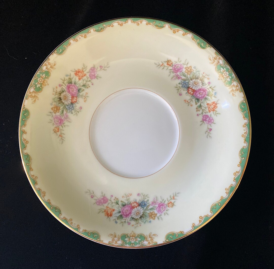 Noritake Saucer, "mystery" Pattern, Ivory With Green and Tan Scrolled ...