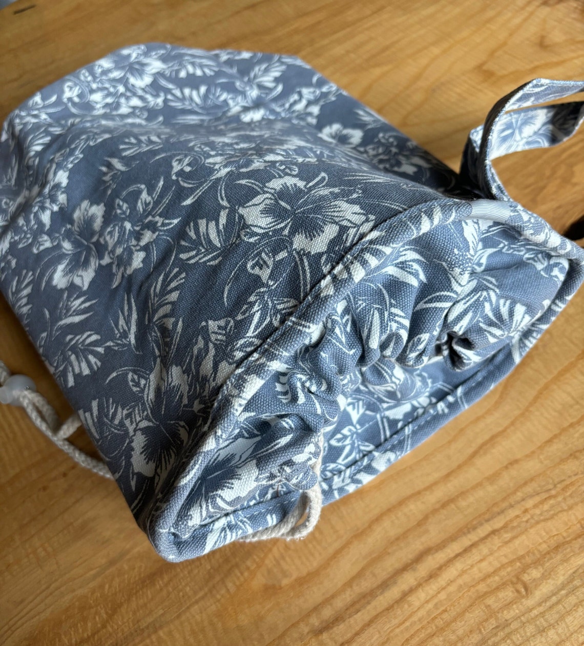 Large Lined Fabric Knitting Bag/crochet Bag; Drawstring Closure ...