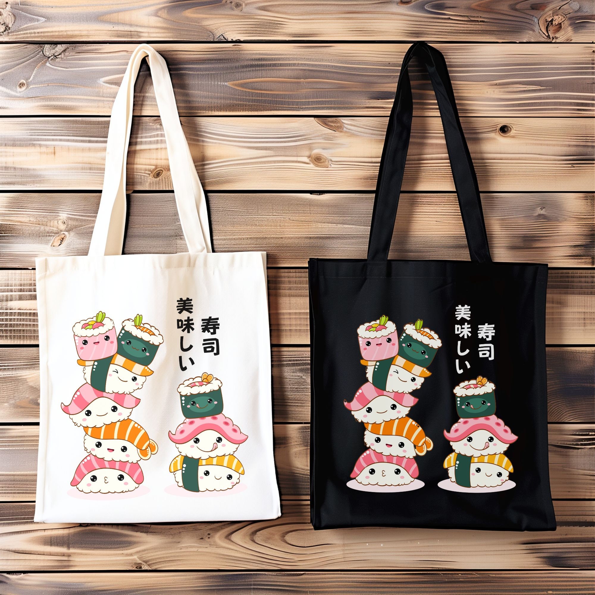 Kawaii Sushi Tote Bag, Cute Japanese Tote Bag, Sushi Graphic Tote ...