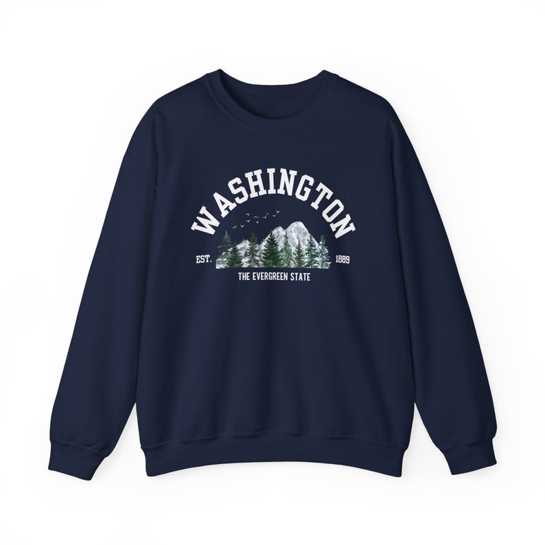 Washington State Crewneck Sweatshirt: Evergreen Travel Pullover - Etsy