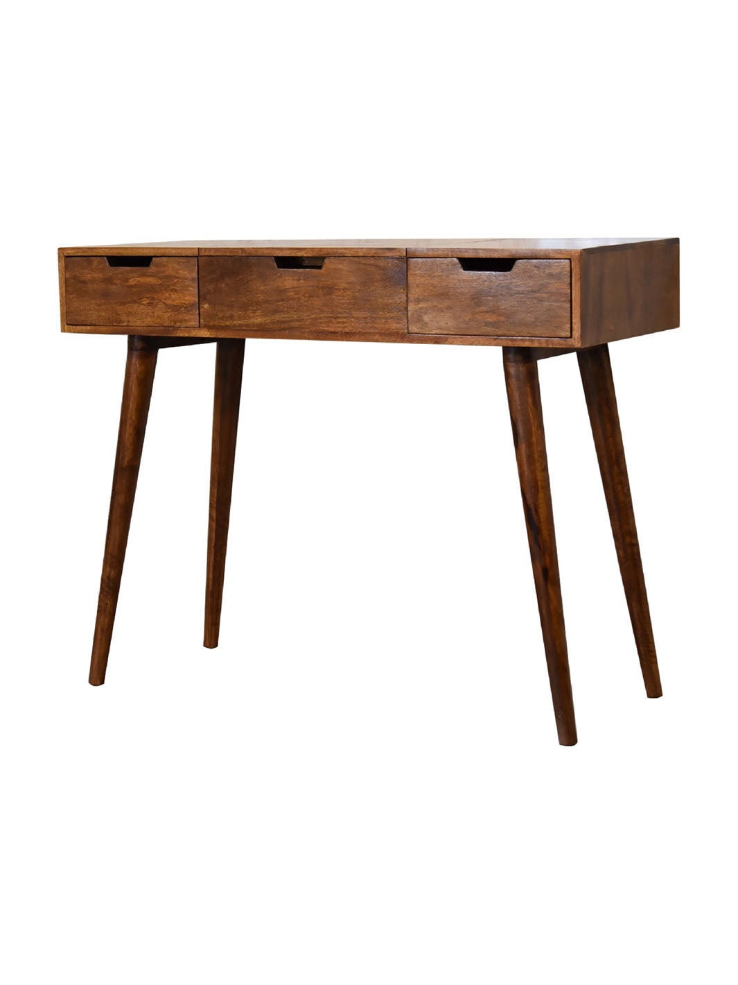 Chestnut Dressing Table With Foldable Mirror, 2 Drawer Mango Wood ...