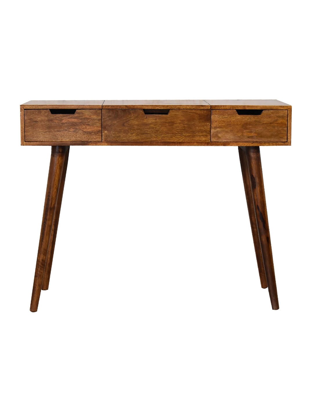 Chestnut Dressing Table With Foldable Mirror, 2 Drawer Mango Wood ...