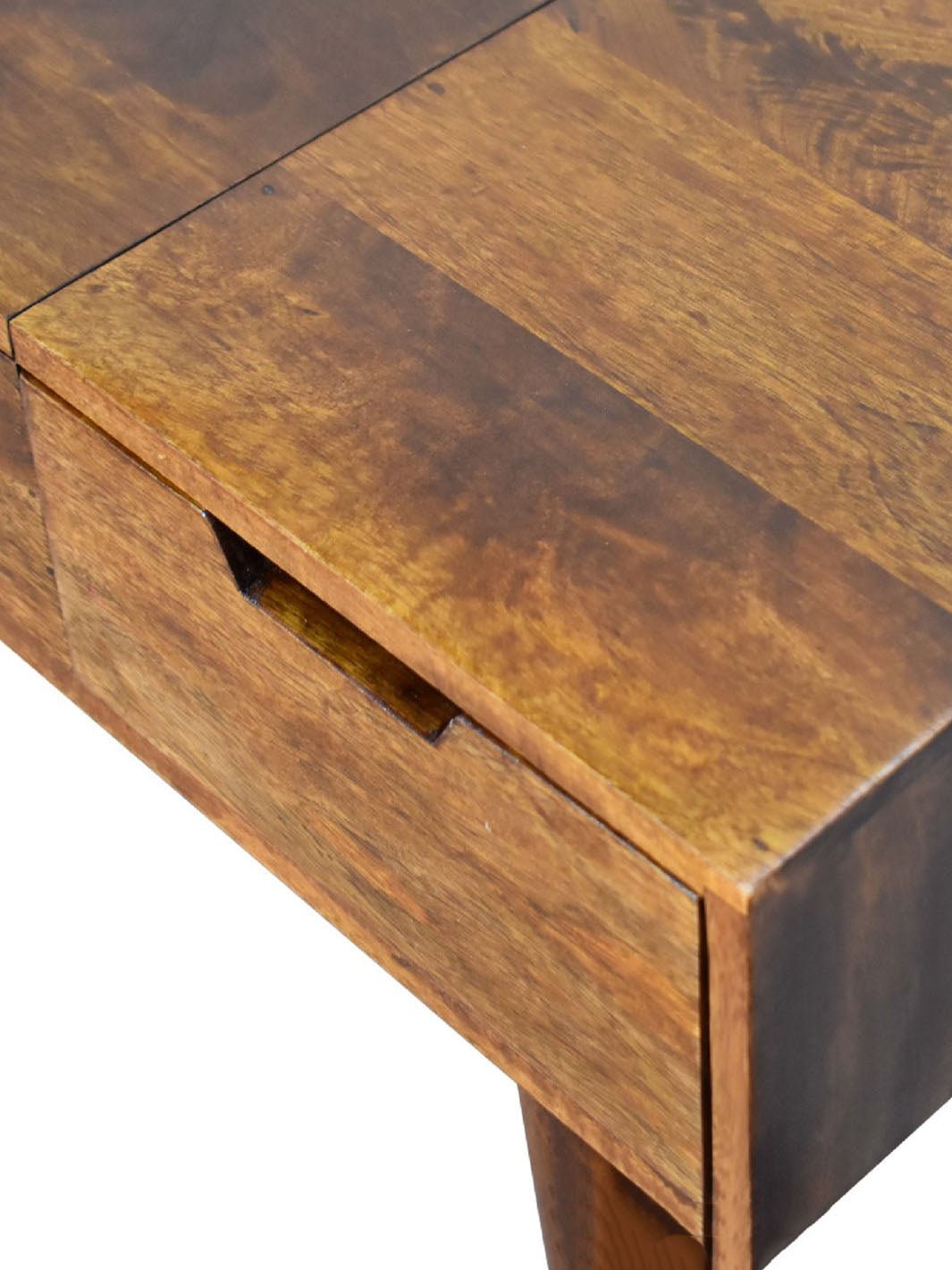 Chestnut Dressing Table With Foldable Mirror, 2 Drawer Mango Wood ...