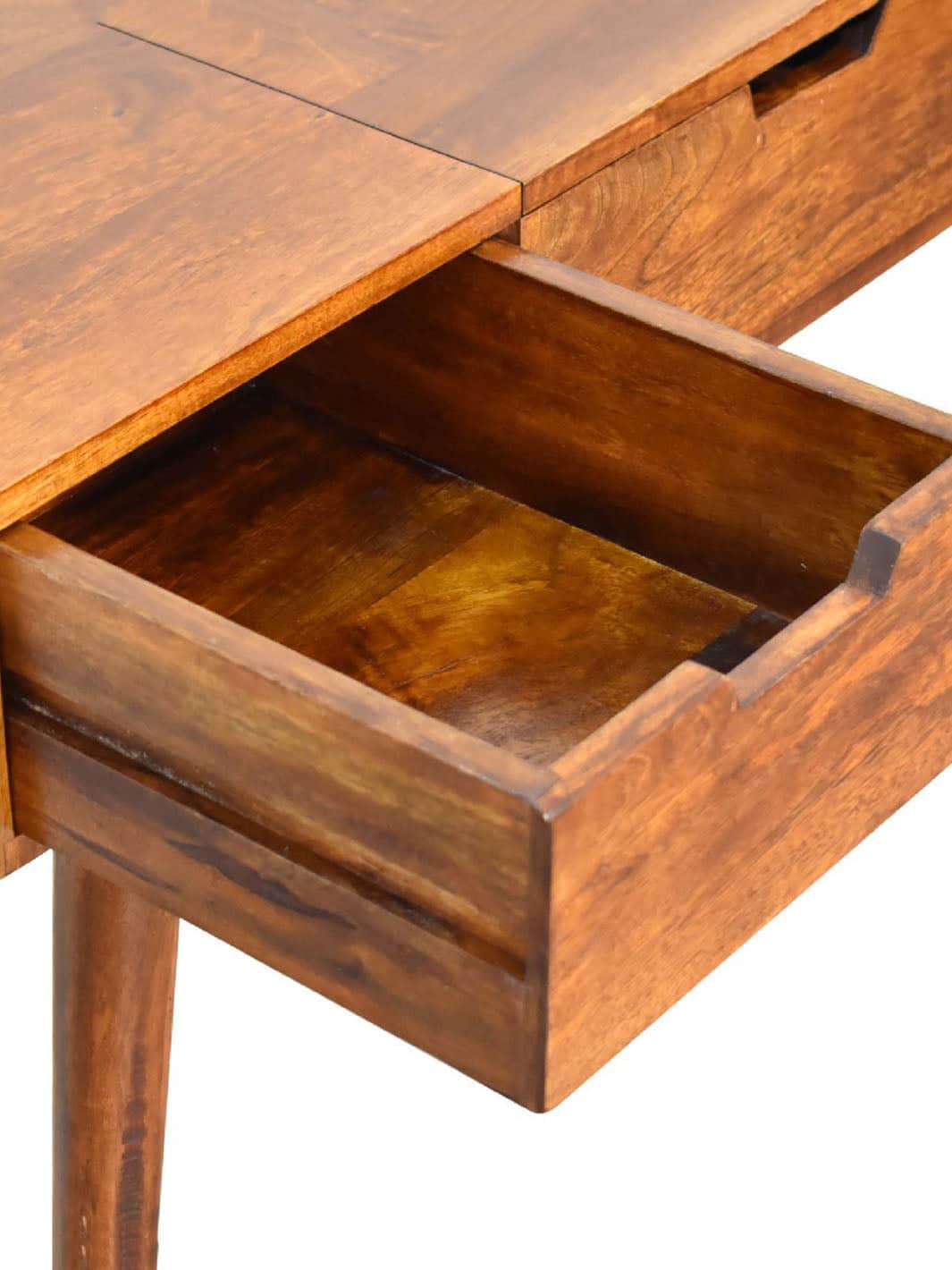 Chestnut Dressing Table With Foldable Mirror, 2 Drawer Mango Wood ...