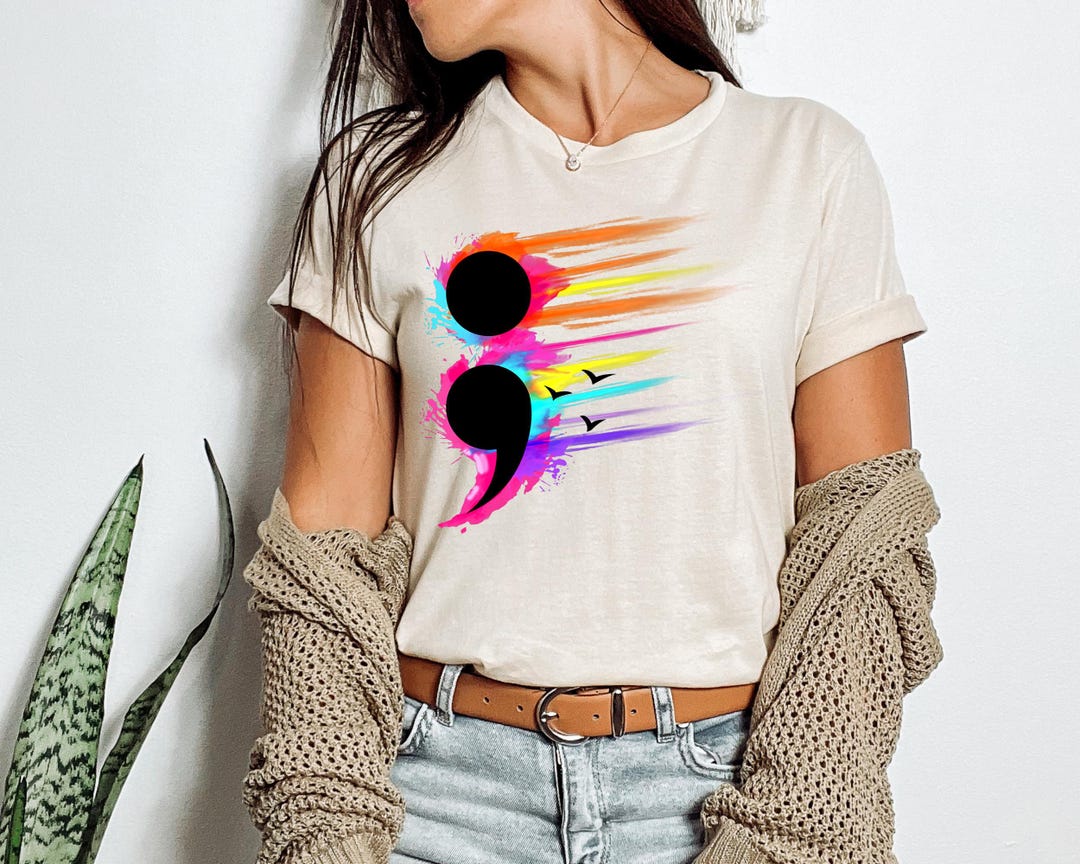 Semicolon Symbol T-shirt, Mental Health Awareness Shirt, Inspirational ...