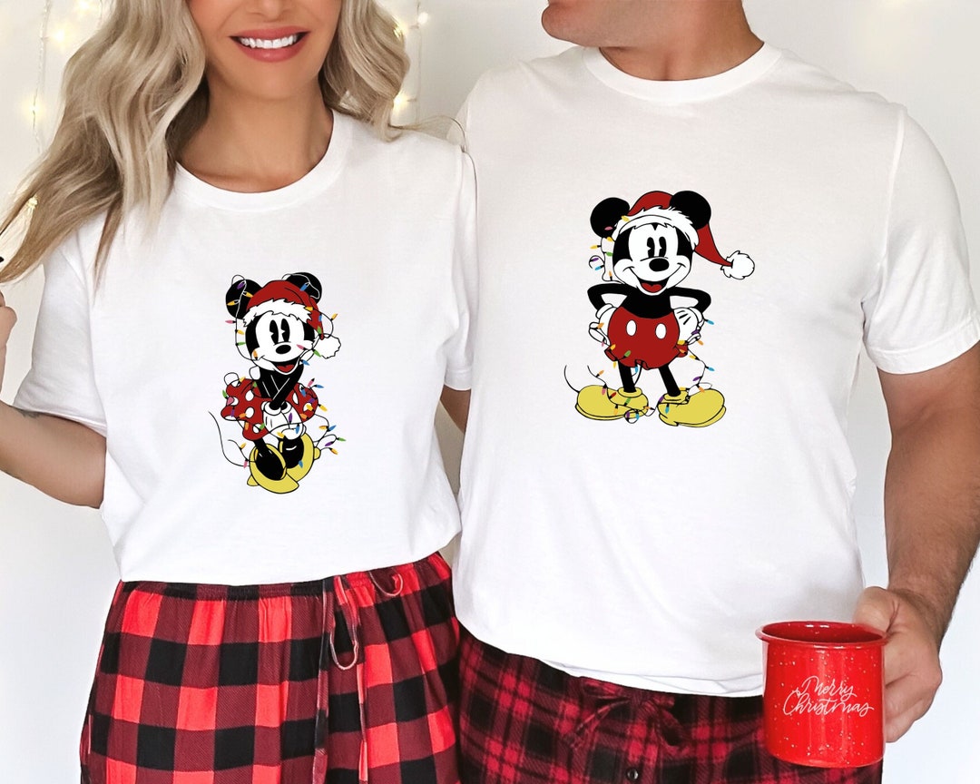 Disney Couples Mickey and Minnie Mouse Christmas Lights T-shirt, Mickey ...