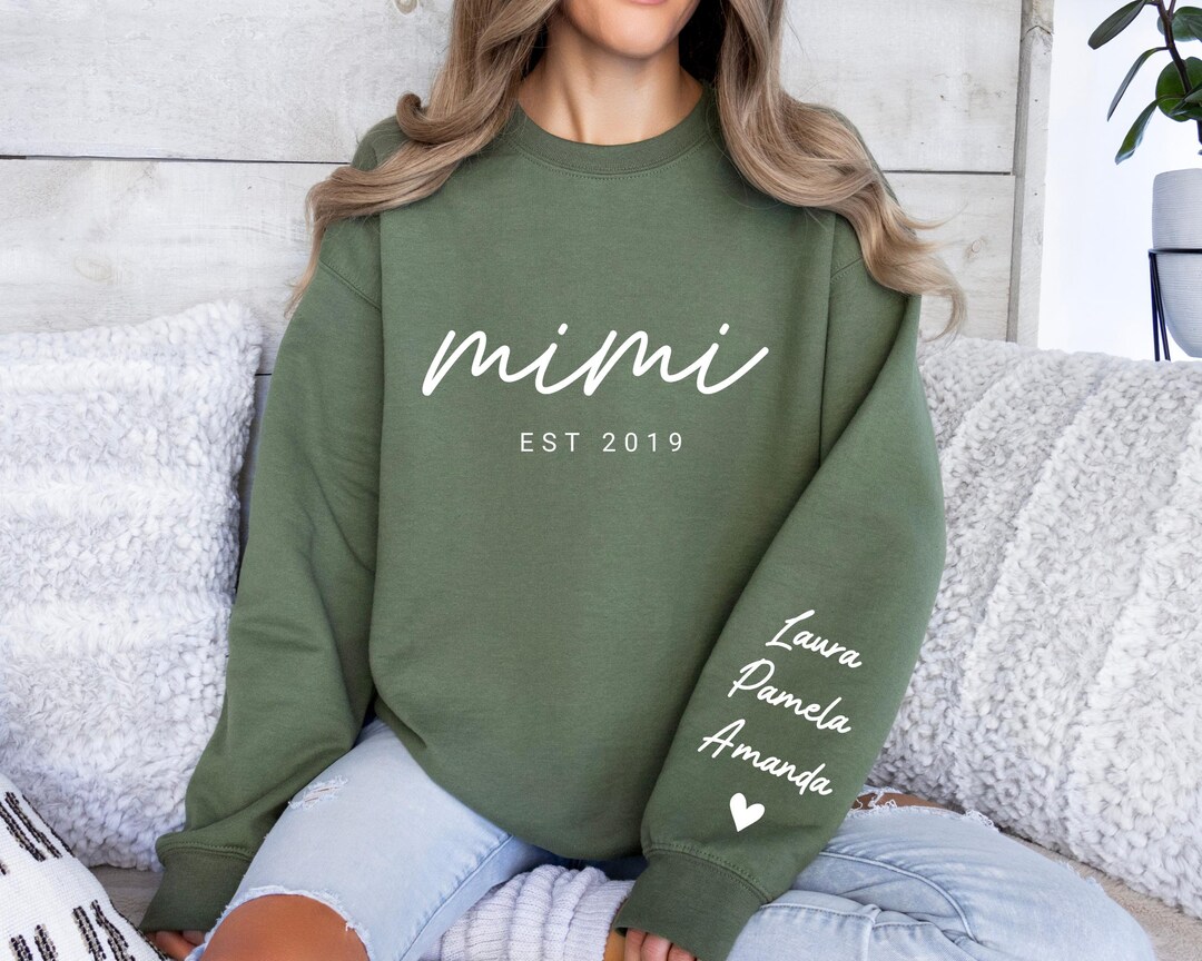 CUSTOM Mimi Est. Sweatshirt Sleeve, Mimi Sweater, Mimi Gift From ...