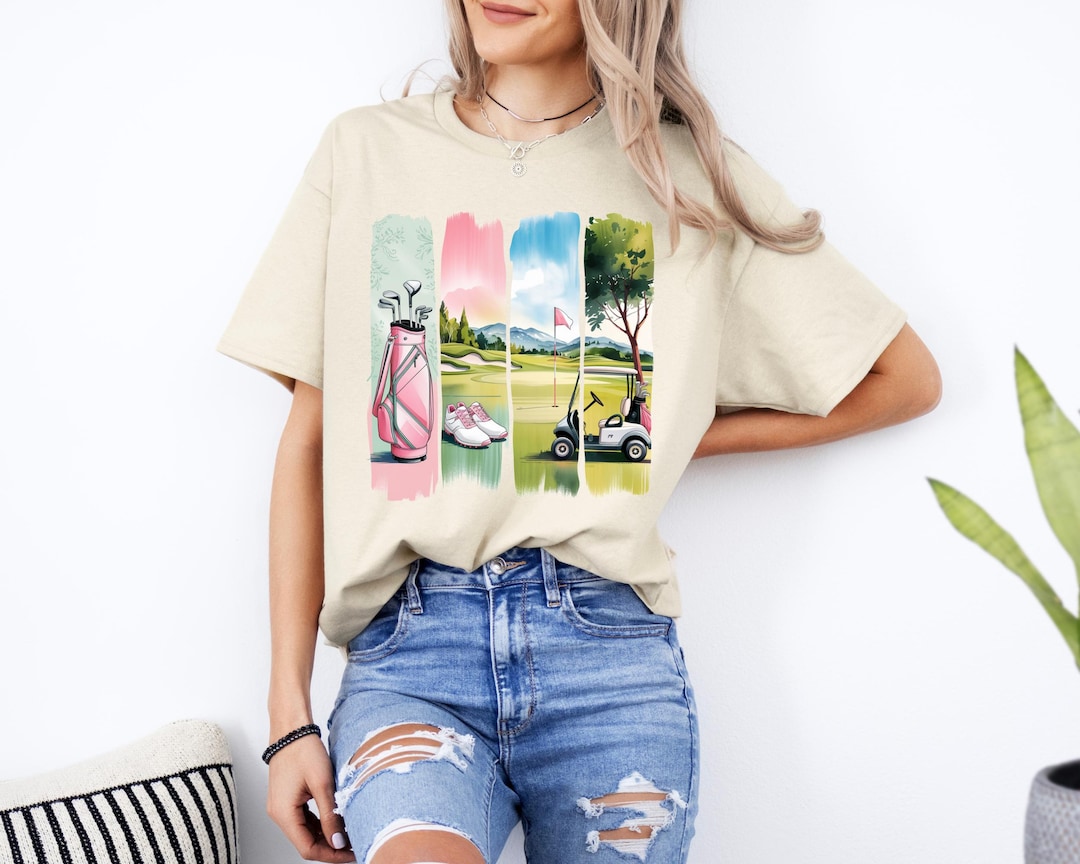 Preppy Watercolor Golf Shirt, Brush Stroke Golf Lover Tee, Preppy Golf ...