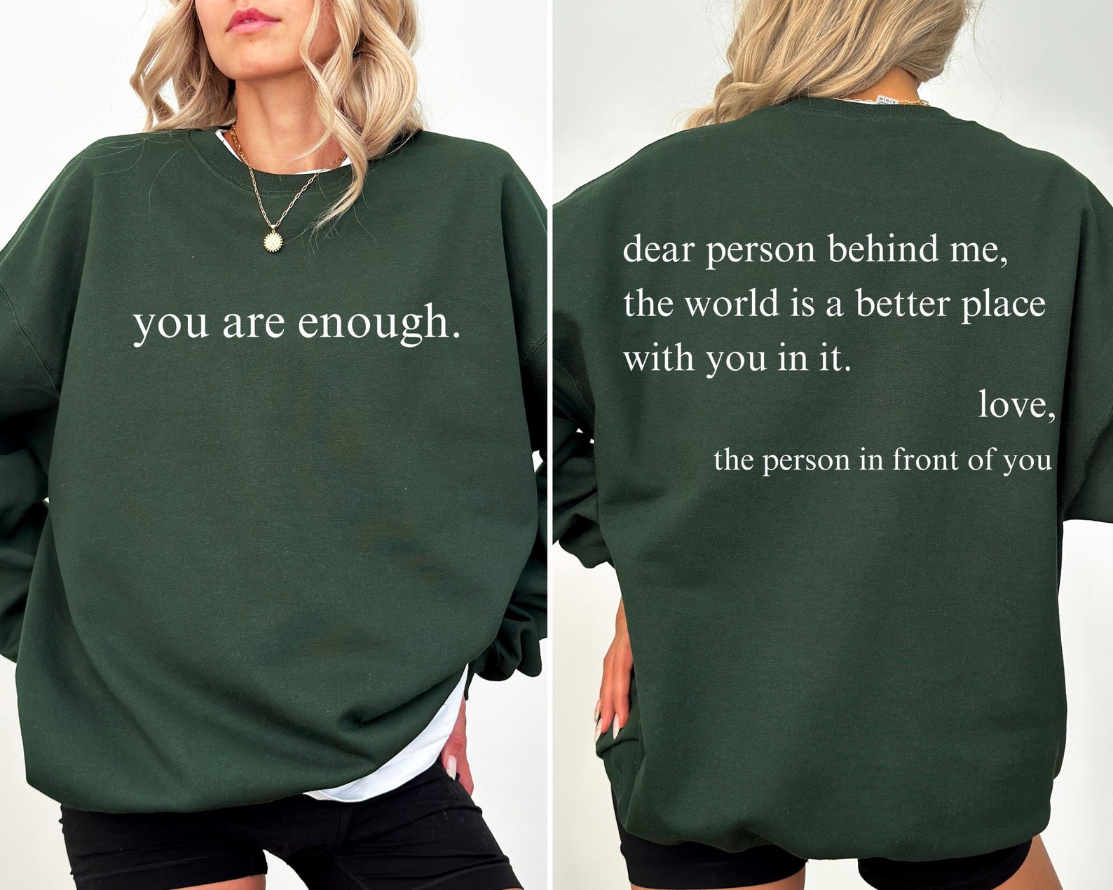 Dear Person Behind Me Hoodie, Positivity Sweater, You Are Enough Hoodie ...
