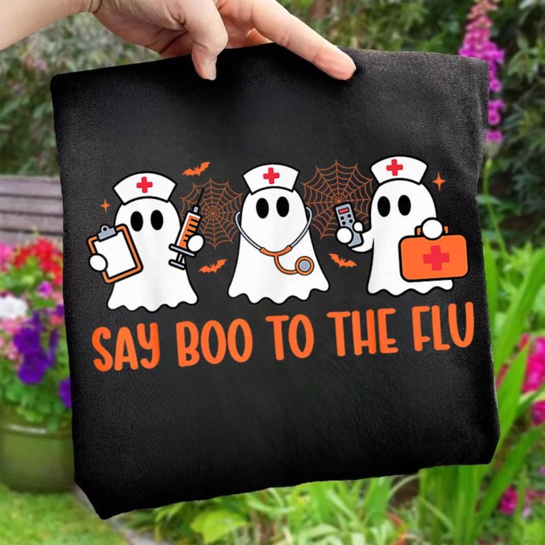 Funny Nurse Ghost Halloween SVG PNG Jpg Pdf | Say Boo to the Flu ...
