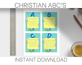 Christian Alphabet Flash Cards I ABC Cards I Christian Decor Watercolor ...