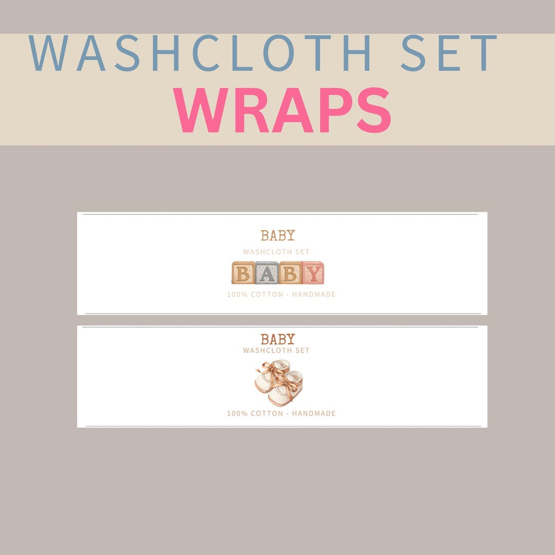 Printable Handmade Washcloth Label Wrap 8 Different Designs for Babies ...