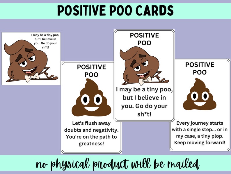 3 Positive Poo Printable PDF File Instant Download Crochet Business ...