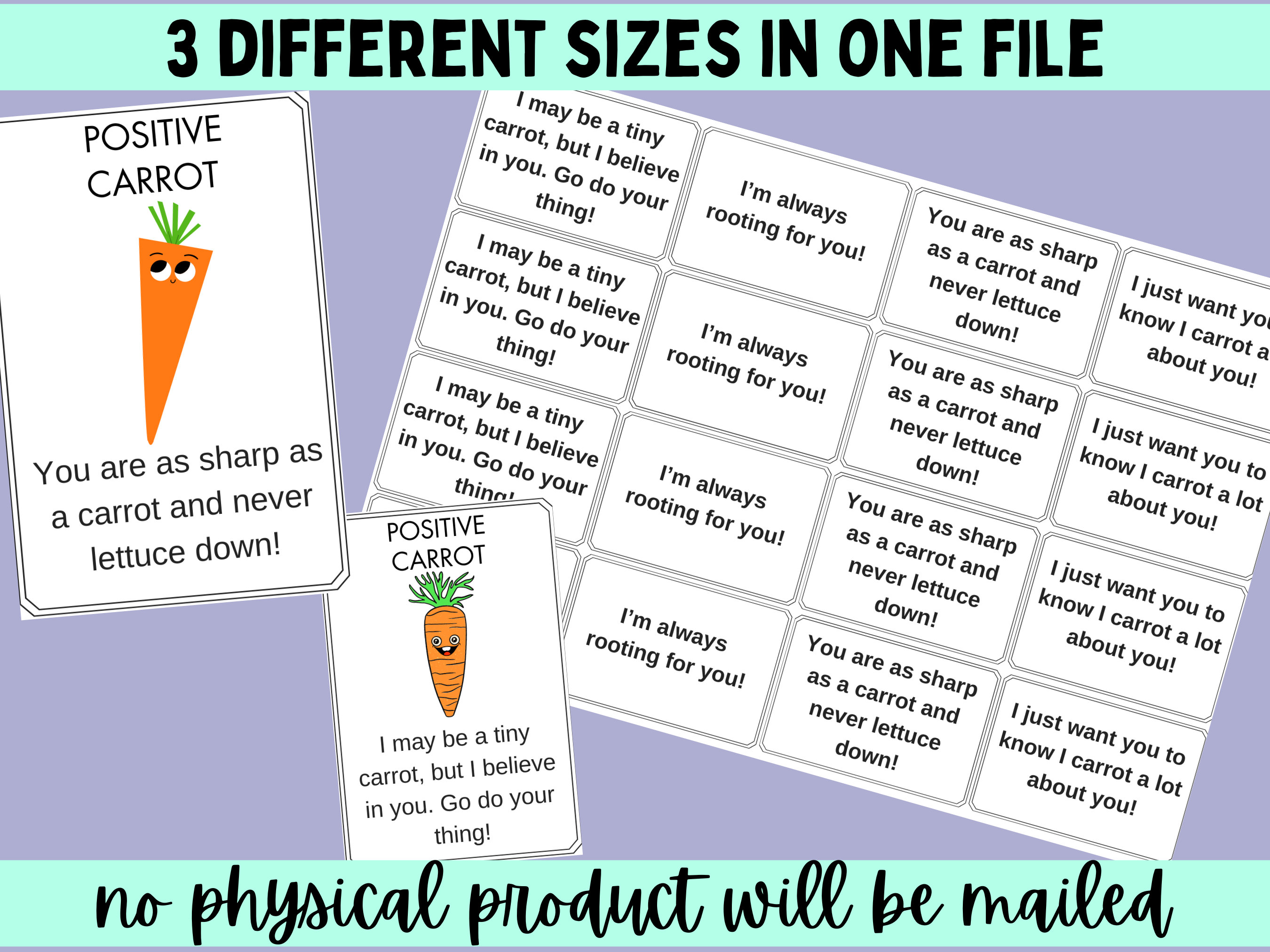 4 Positive Carrot Quote Card Printable PDF | Instant Download for ...