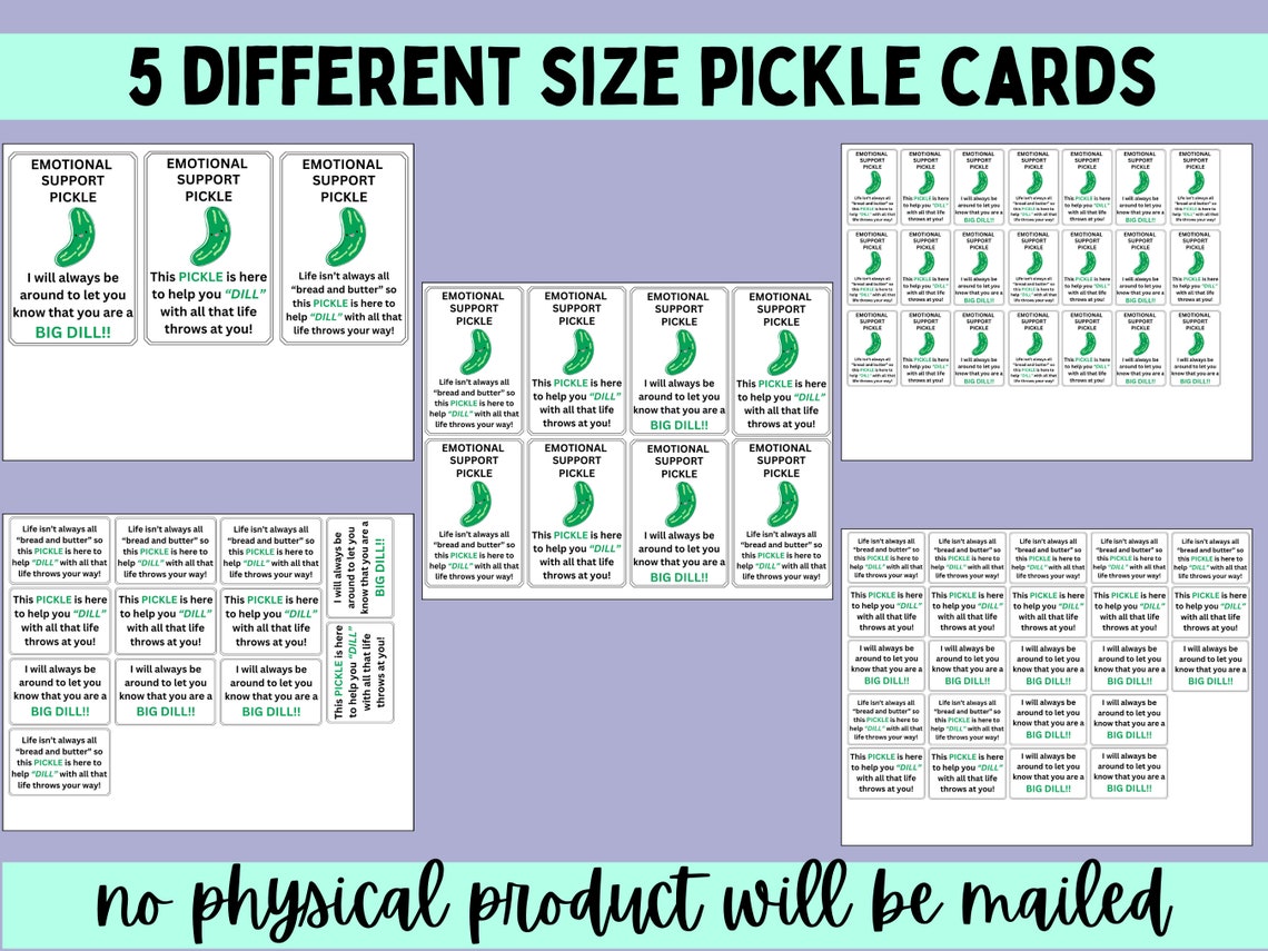 3 Emotional Support Pickle Amigurumi Tags Printable PDF File Instant ...