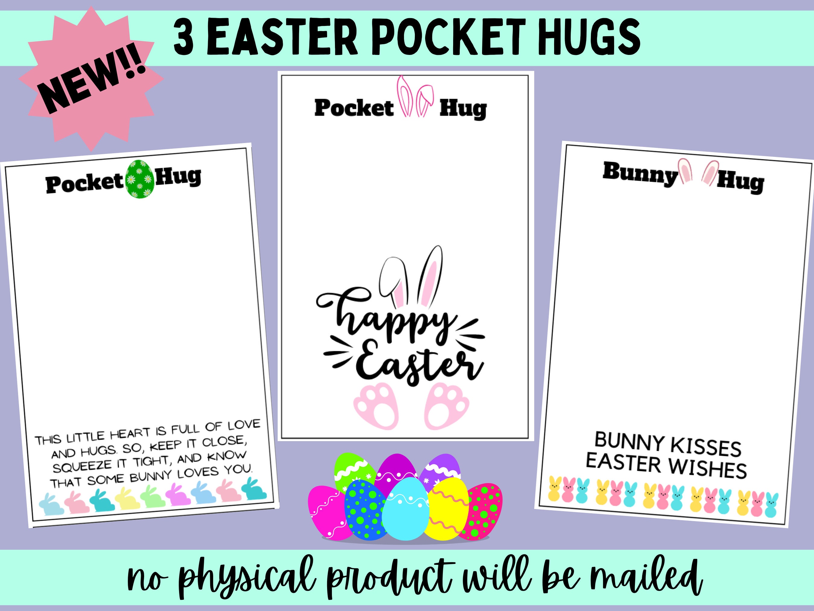 3 Easter Pocket Hug Cards Printable PDF File Instant Download 3 ...