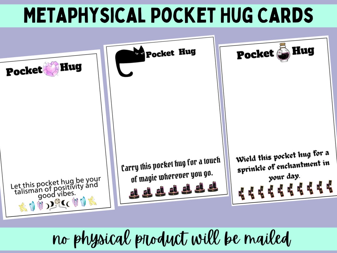 3 Metaphysical Pocket Hug Cards Printable PDF File Instant Download 3 ...