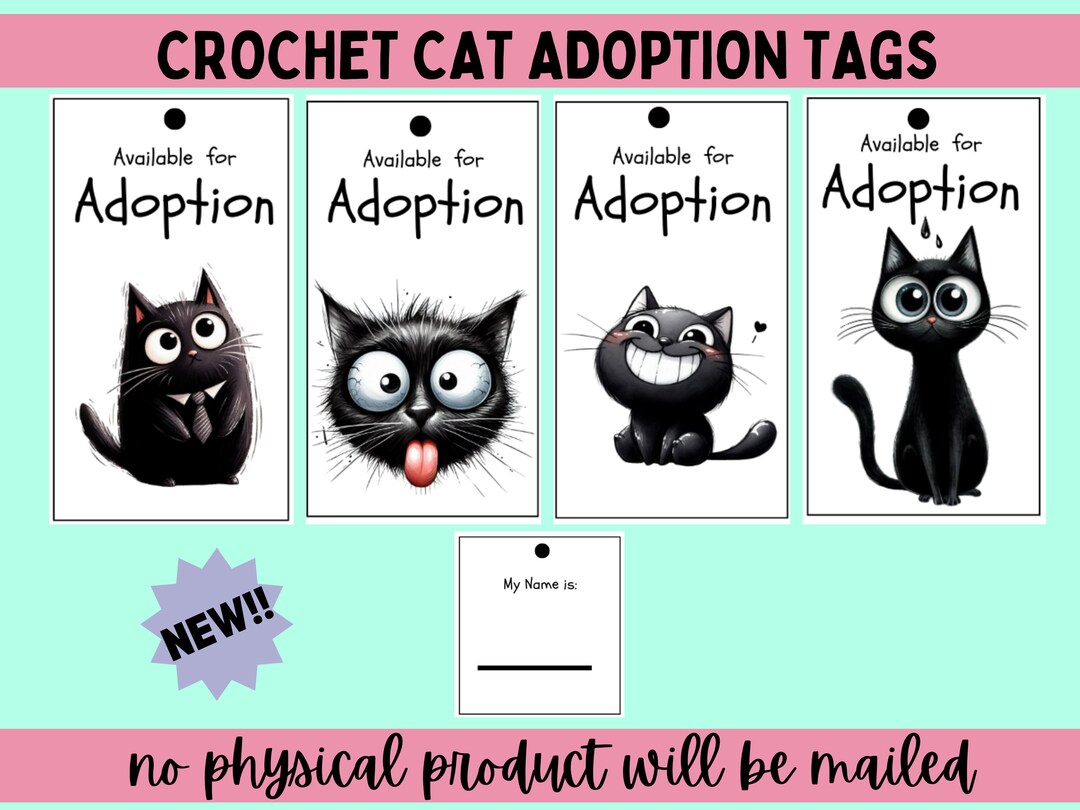 Loaf Cat Adoption Tags Crochet Amigurumi Tags - Etsy