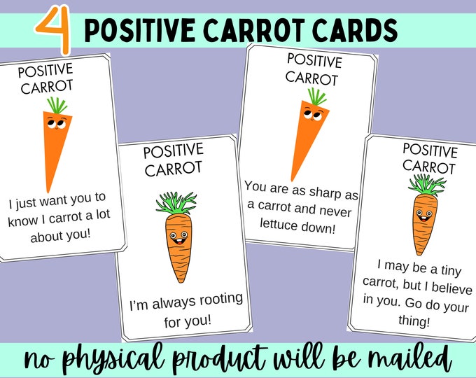 4 Positive Carrot Quote Card Printable PDF | Instant Download for ...