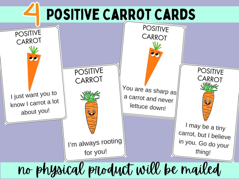 4 Positive Carrot Quote Card Printable PDF | Instant Download for ...