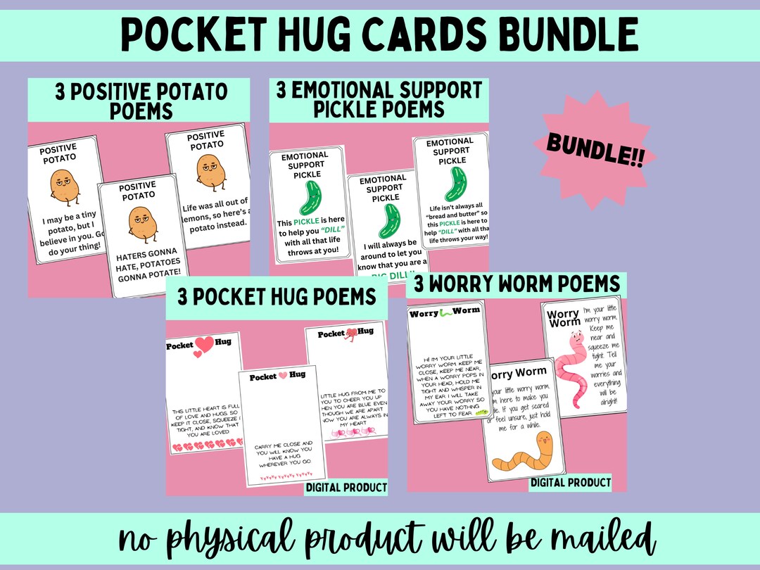 BUNDLE Pocket Hug Poems, Emotional Support Pickle, Positive Potato ...