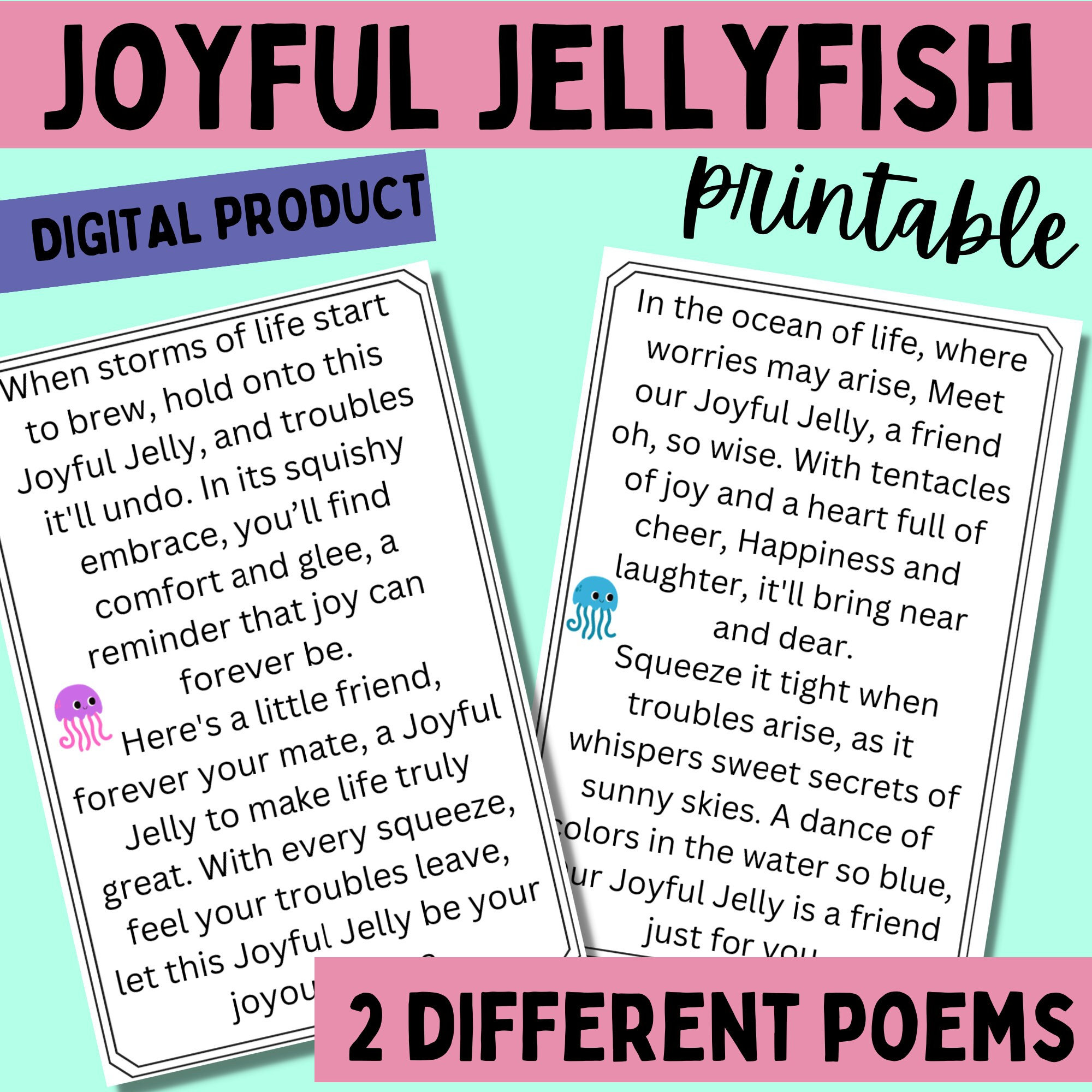 Amigurumi Jellyfish Joyful Jellyfish Poem Printable PDF File Instant ...