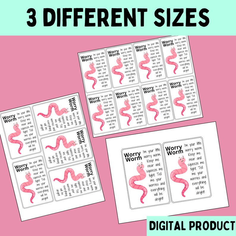 Worry Worm Poem Tags – 3 Printable Designs in 3 Sizes for Crochet Gifts ...