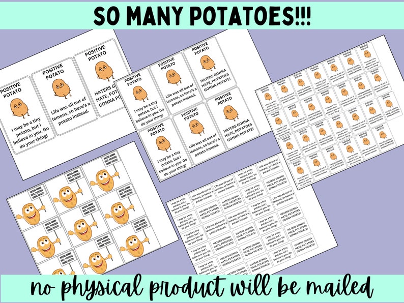 3 Positive Potato Crochet Amigurumi Tags Printable PDF File Instant ...