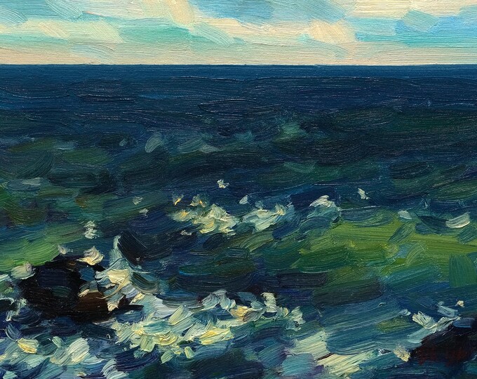 Original Oil Painting: Sailing Boats at Sea, Coastal Seascape Art ...