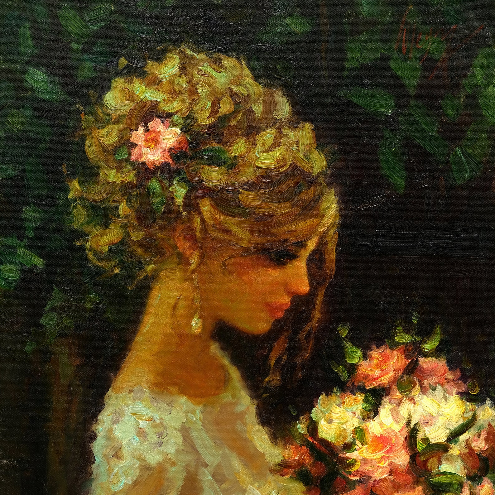Girl, Lady, Flowers, Original Oil Painting, Impressionism - Etsy