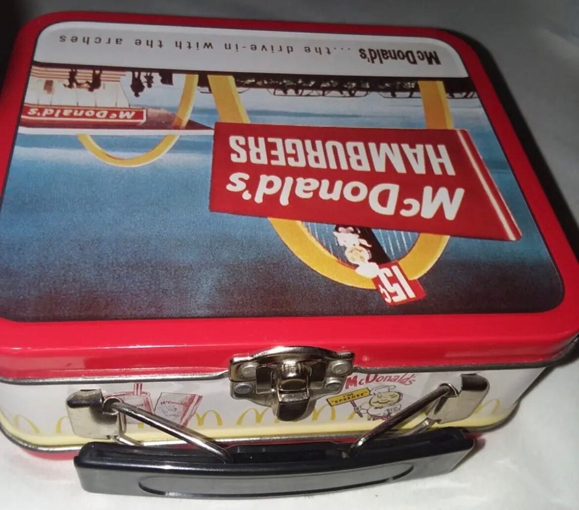 Mcdonald's Mini Tin Metal Lunch Box 1998 Retro Collectible 8x 6.25x 3 ...