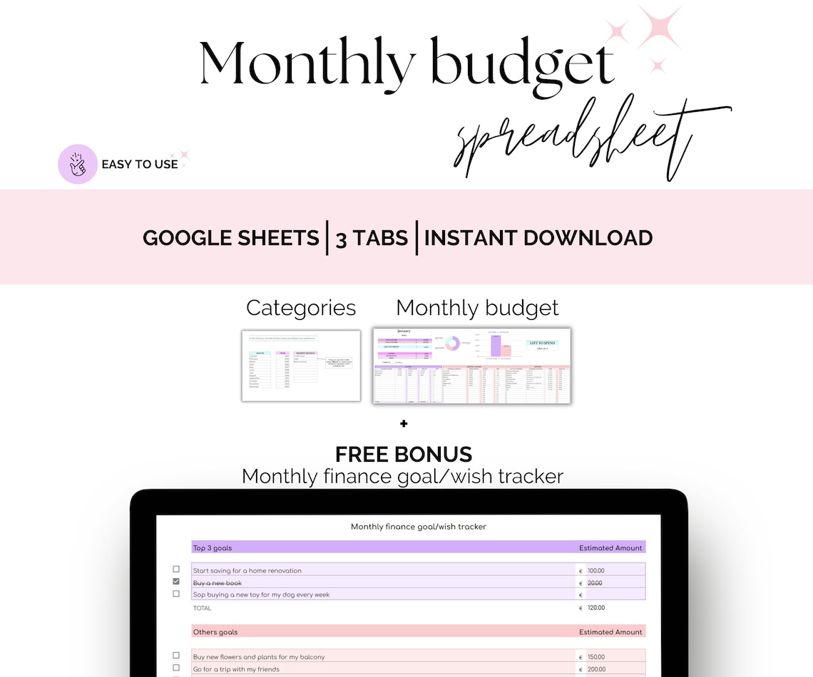 Monthly Budget Spreadsheet Google Sheets Template Budget Planner ...