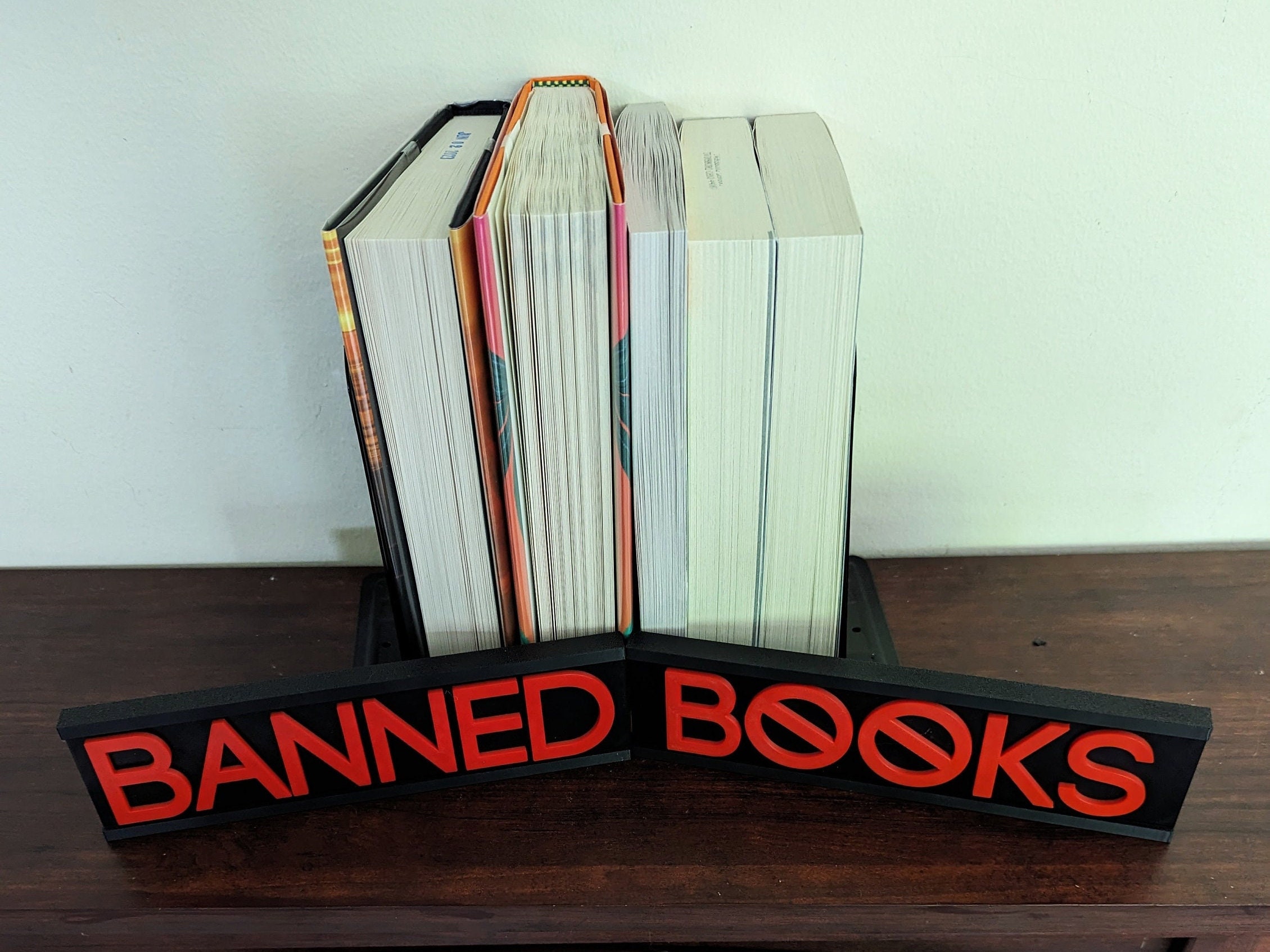Banned Books Black and Red Bookshelf Sign Display Decor - Etsy