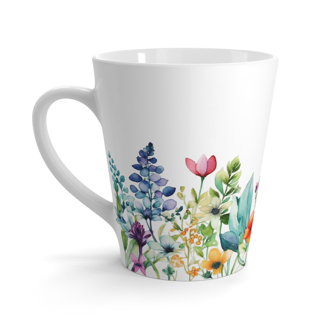 Watercolor Wildflower Latte Mug 12oz Multicolored Wildflowers Mug ...