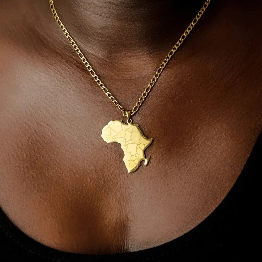 Africa Map Pendant | Map Necklace Pendant | Luxury Silver/gold Necklace ...