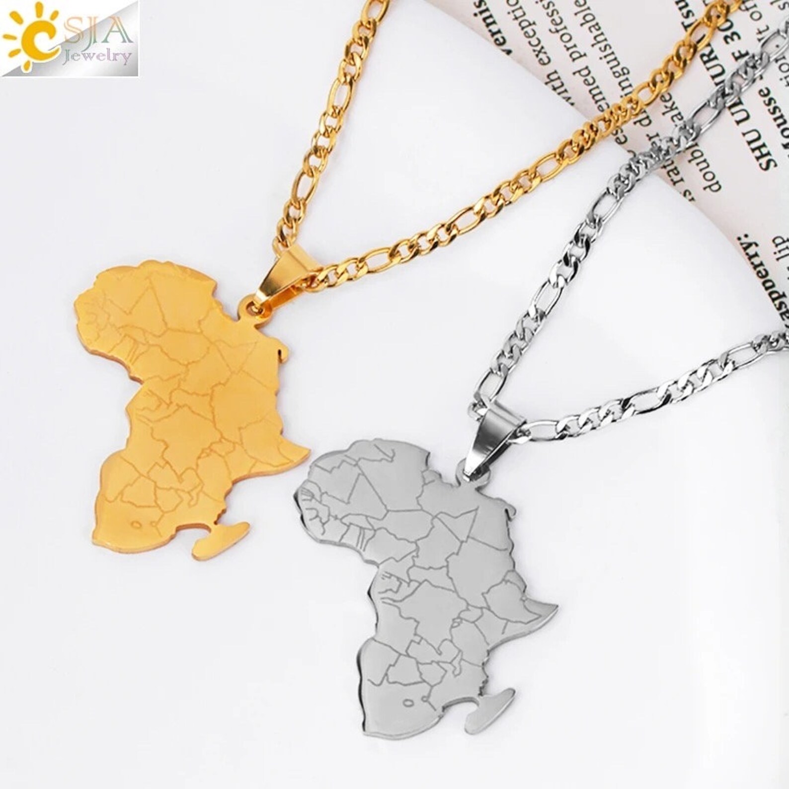Africa Map Pendant | Map Necklace Pendant | Luxury Silver/gold Necklace ...
