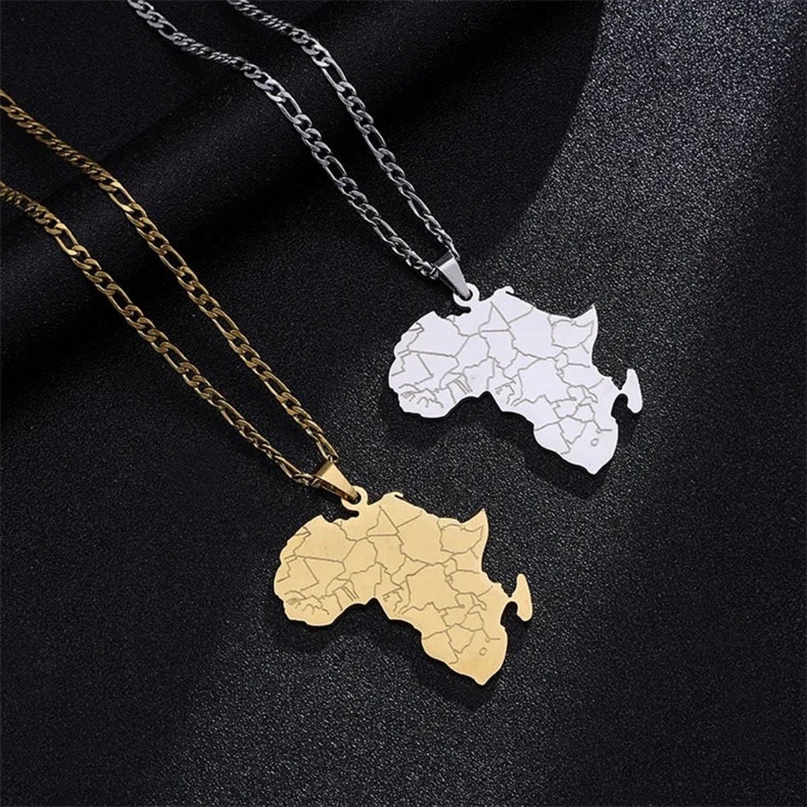 Africa Map Pendant | Map Necklace Pendant | Luxury Silver/gold Necklace ...