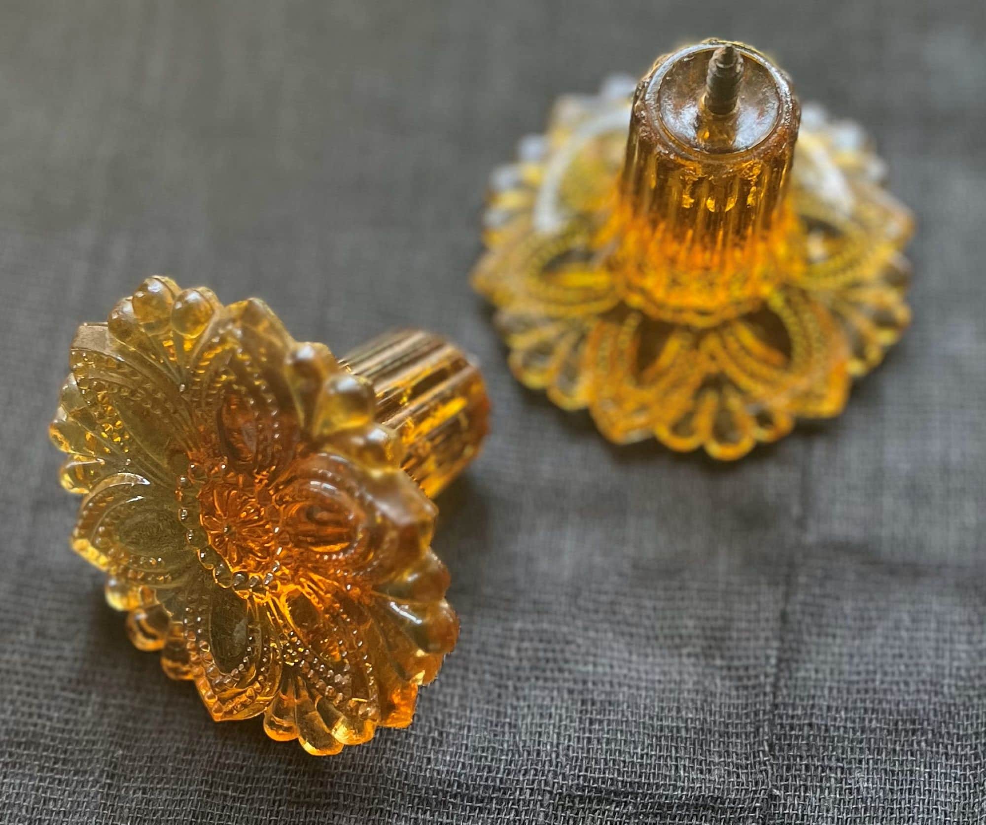 Antique Rosette Pressed Glass Curtain Tieback/ Pin/ Knob / Furniture ...