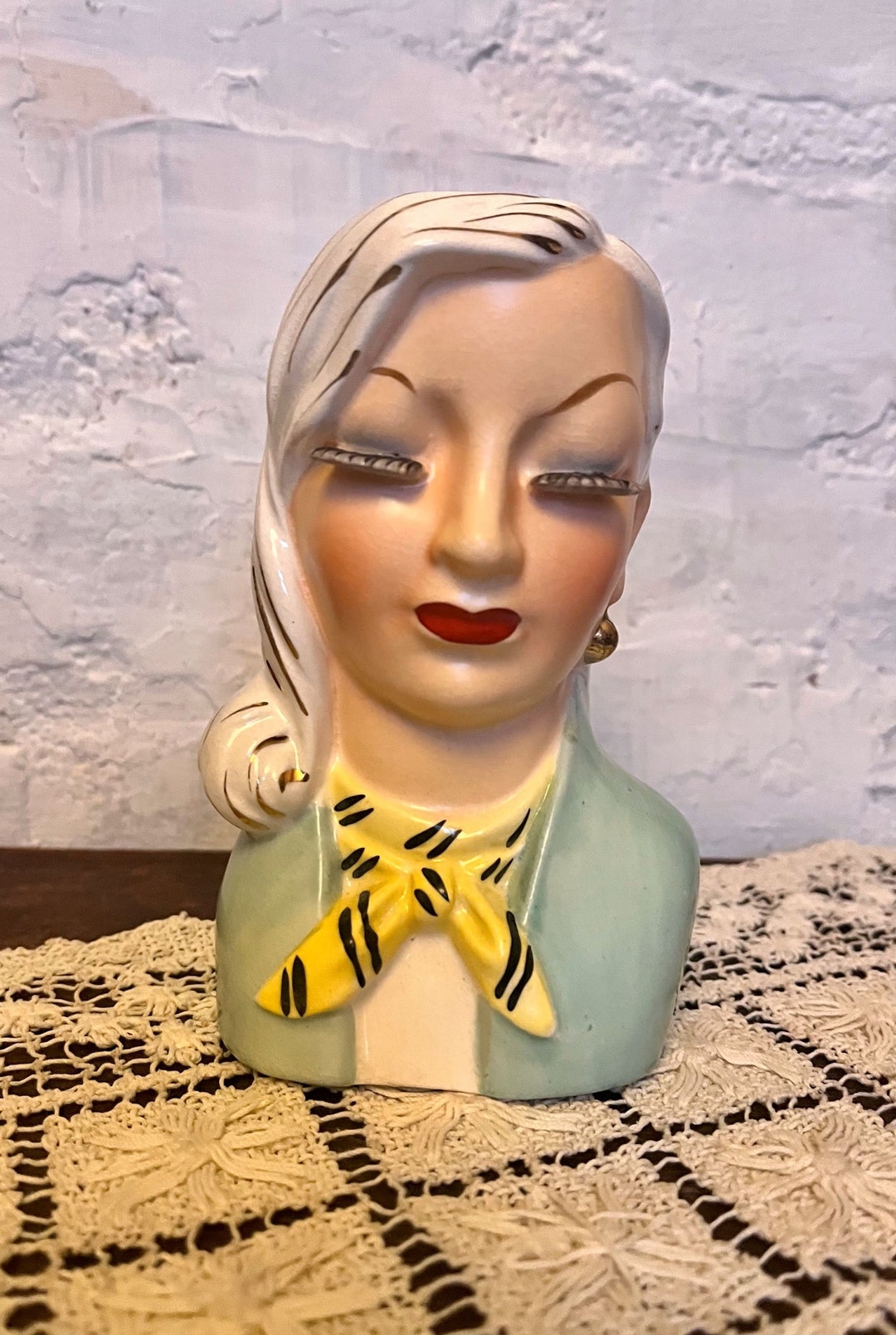 Rare Lady Head Vase Mid Century Modern Decor Unique Looks Like Veronica ...