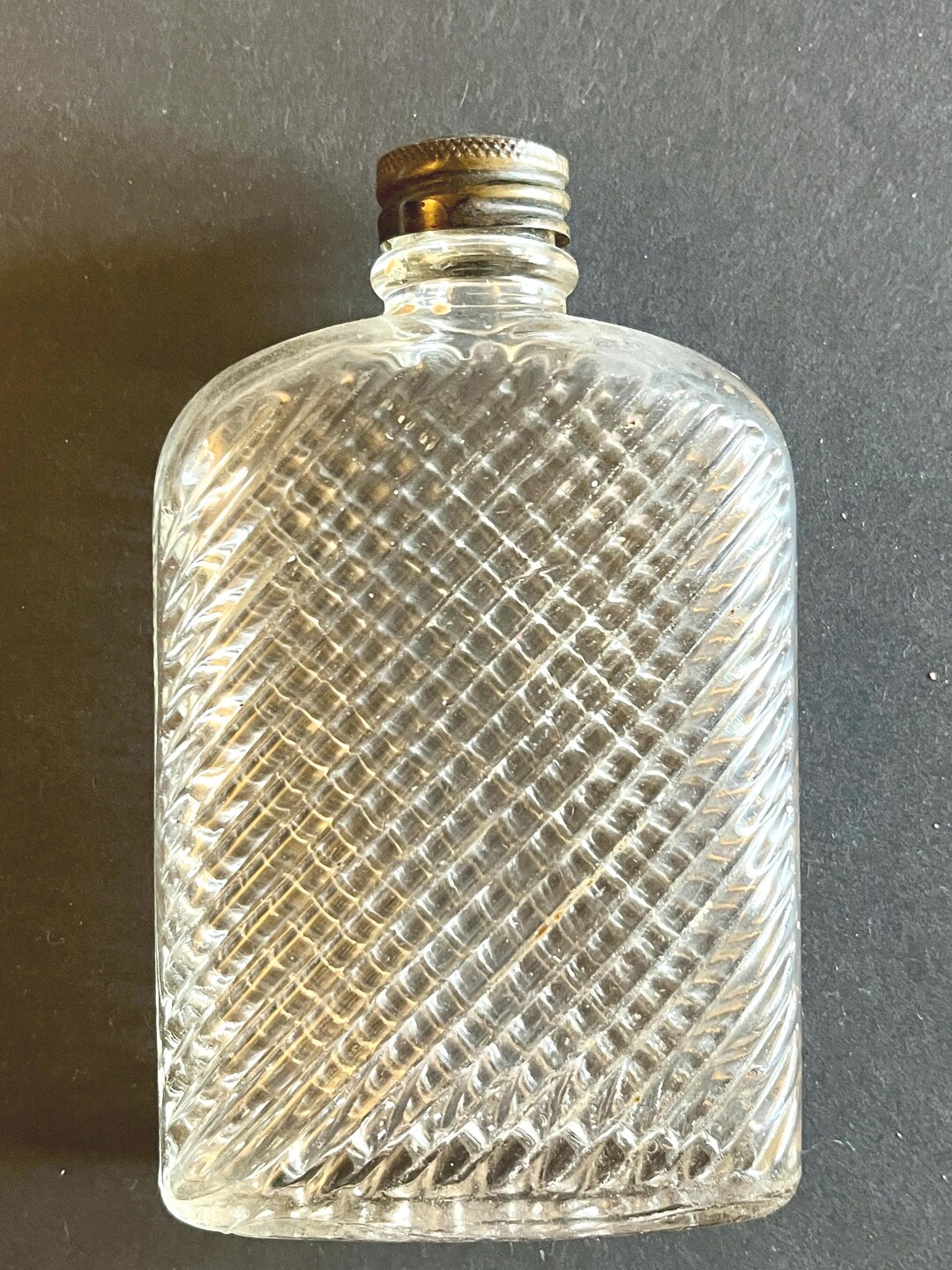 Hip Flask Art Deco by Universal - Pressed Glass With Optic Design ...